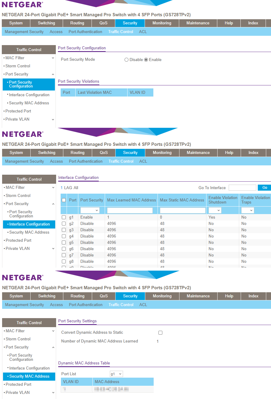 GS728TPv2 Port Security - Sticky MAC | NETGEAR Communities