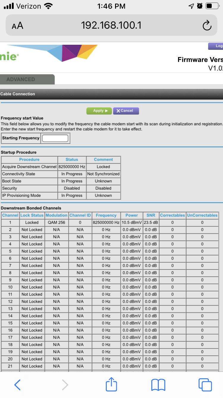 CM700 No Ranging Response received | NETGEAR Communities