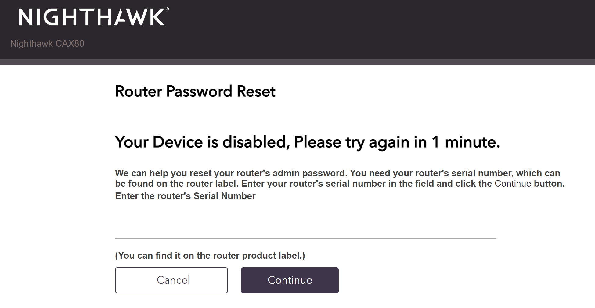 Nighthawk CAX80 login loop | NETGEAR Communities