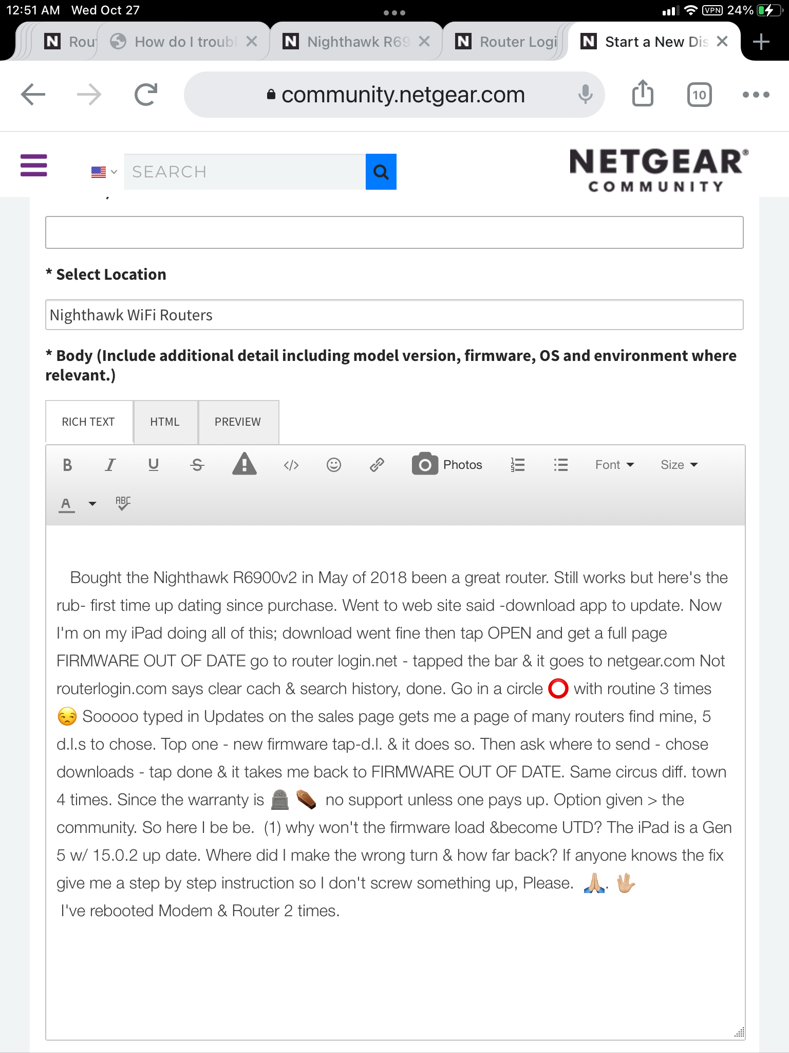 Will not update. App installed Mod.# R6900v2 | NETGEAR Communities