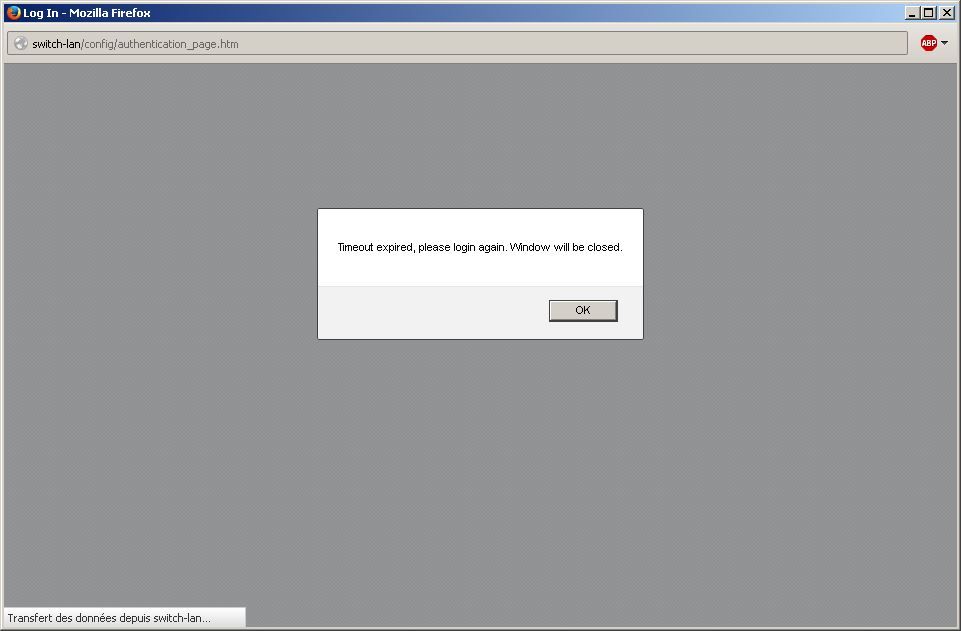 "Timeout expired, please login again. Window will be closed" message when trying to access ...