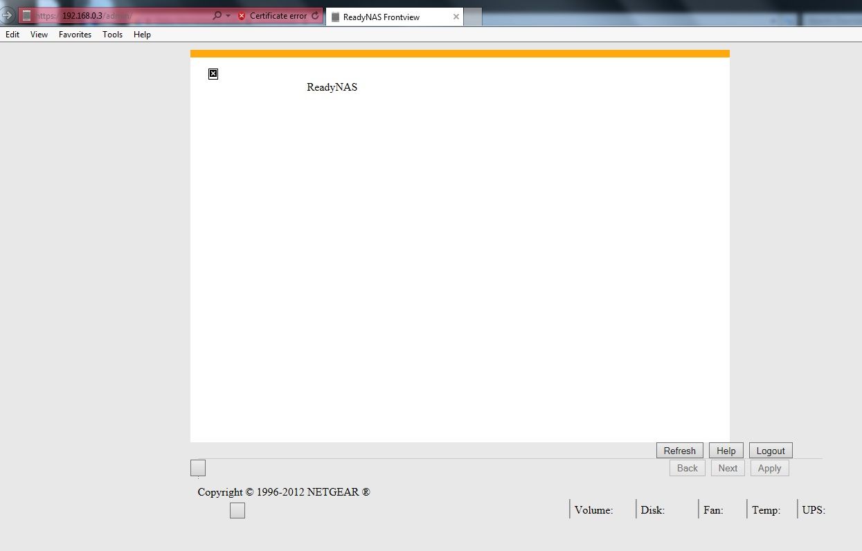 ReadyNas NV+ Frontview page - blank buttons - help! | NETGEAR Communities