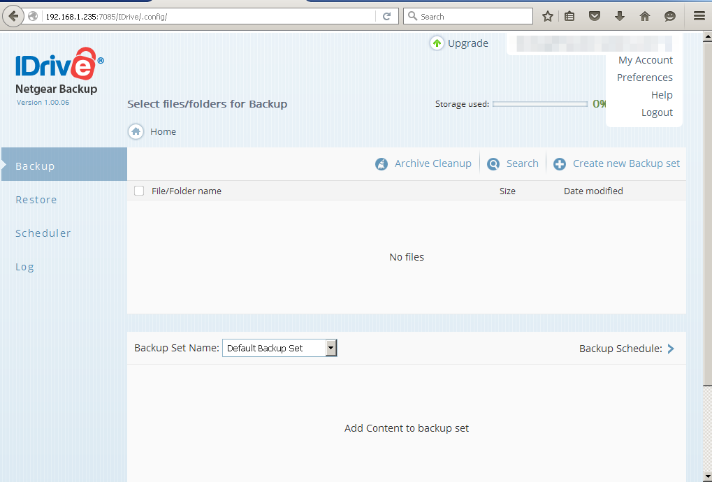 Idrive Backup not showing files to backup | NETGEAR Communities