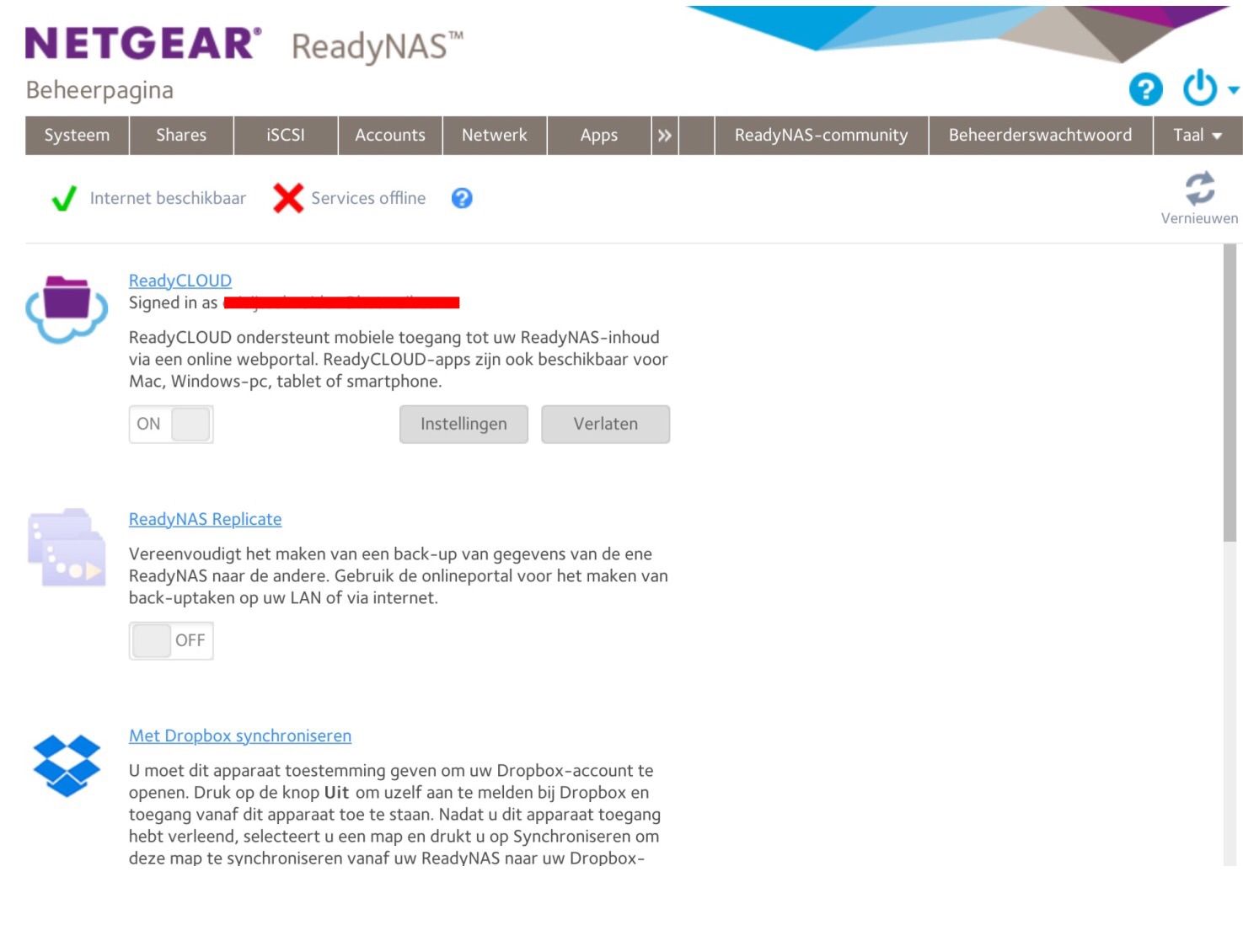Readynas 102 readcloud services offline | NETGEAR Communities