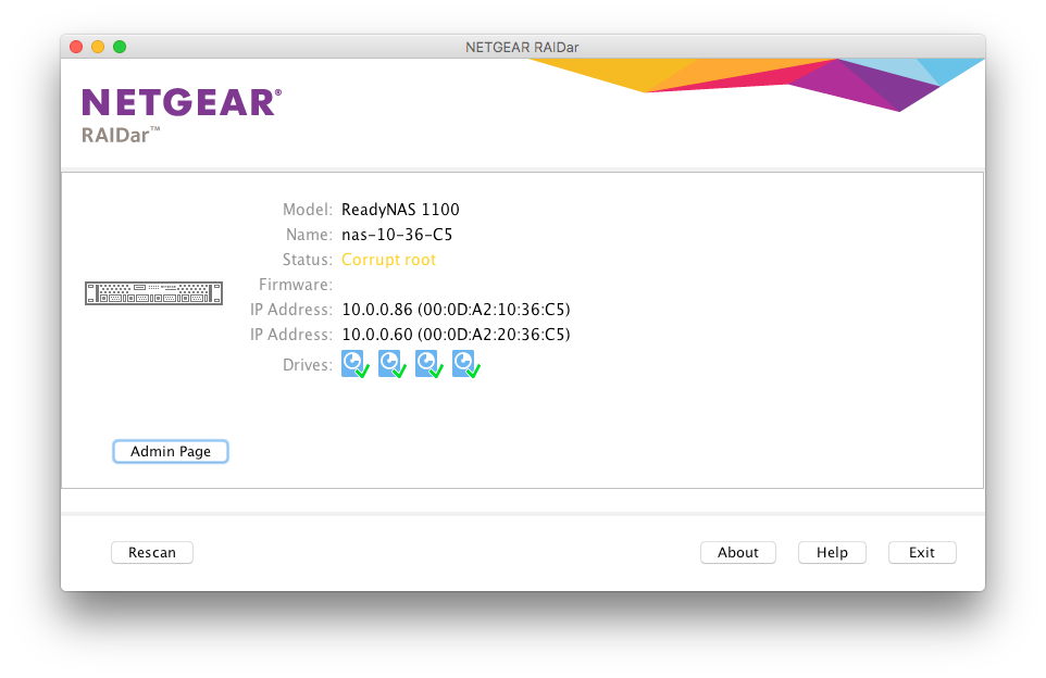 Corrupt root Ready NAS 1100 | NETGEAR Communities