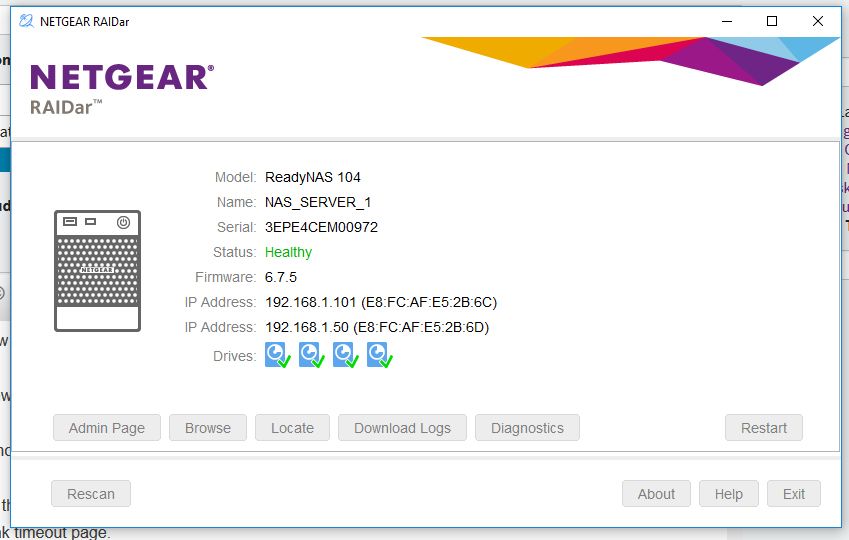 ReadyNAS "Admin Page" is offline | NETGEAR Communities