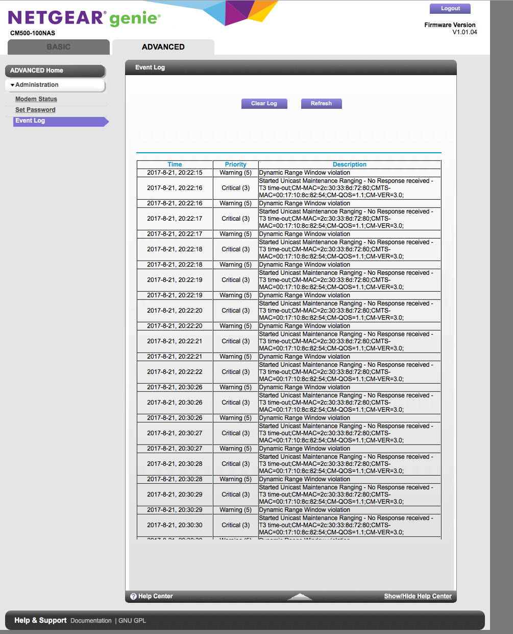CM500 Time Warner Connectivity | NETGEAR Communities