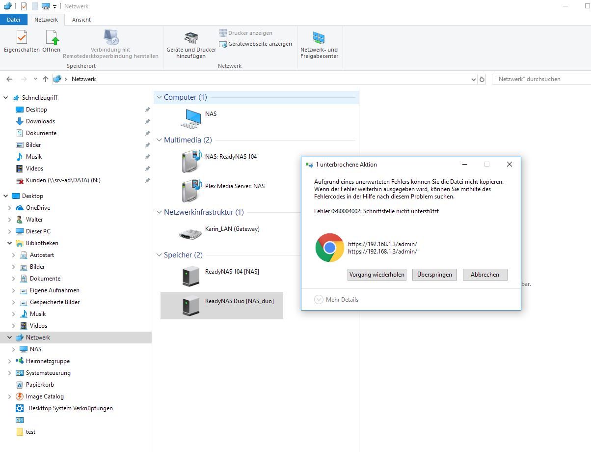 ReadyNAS Duo v2 Windows 10 ich kann mit Raidar darauf zugreifen, aber ...