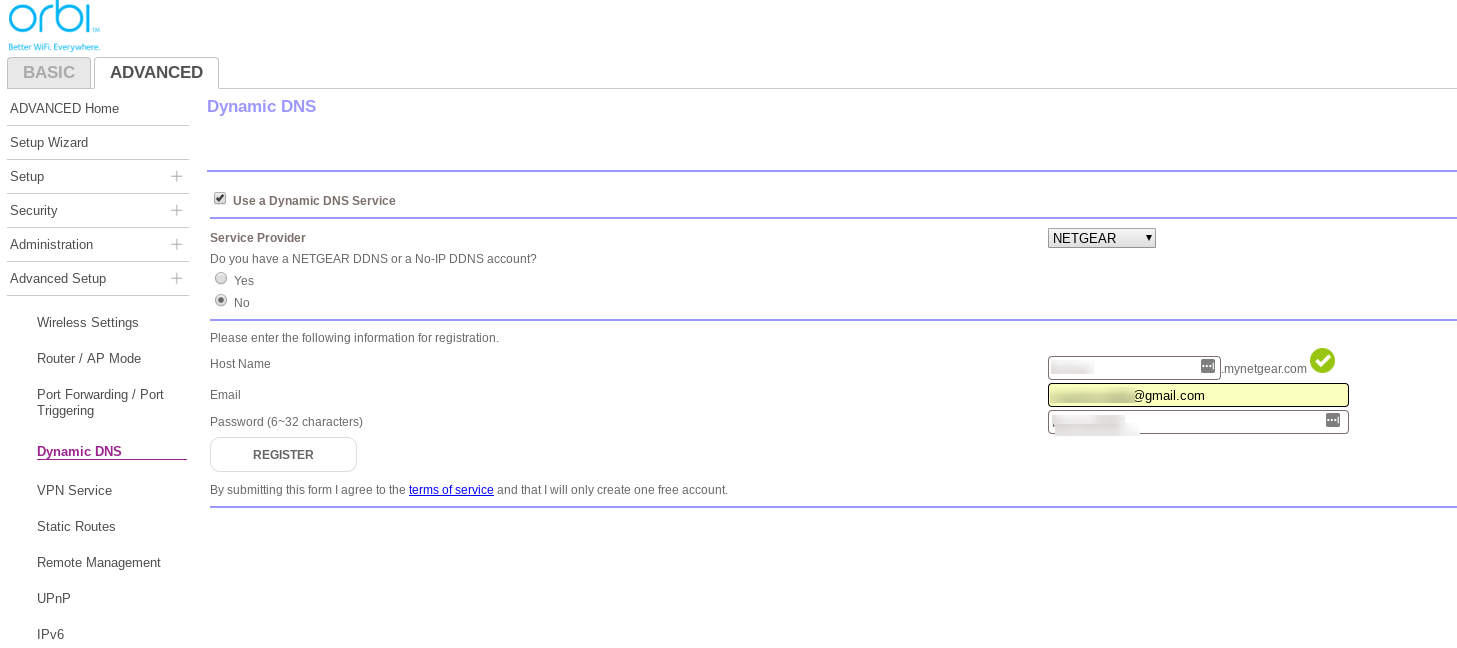 Orbi router - not able to register with netgear ddns | NETGEAR Communities
