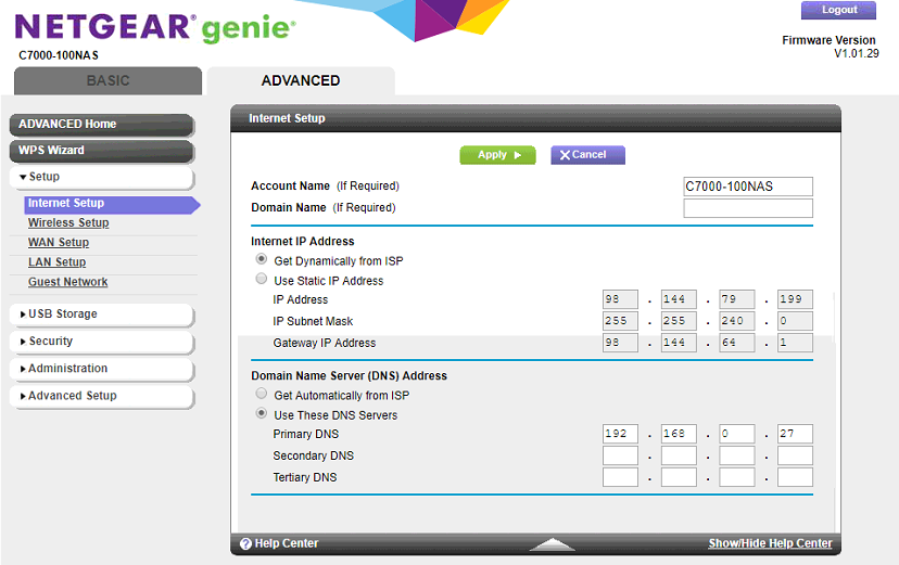 Nighthawk C7000 set IPv6 DNS enteries | NETGEAR Communities