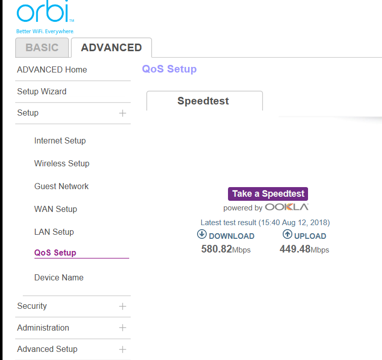 No Qos Setting Available On The Qos Setup Page But Only Speedtest Netgear Communities