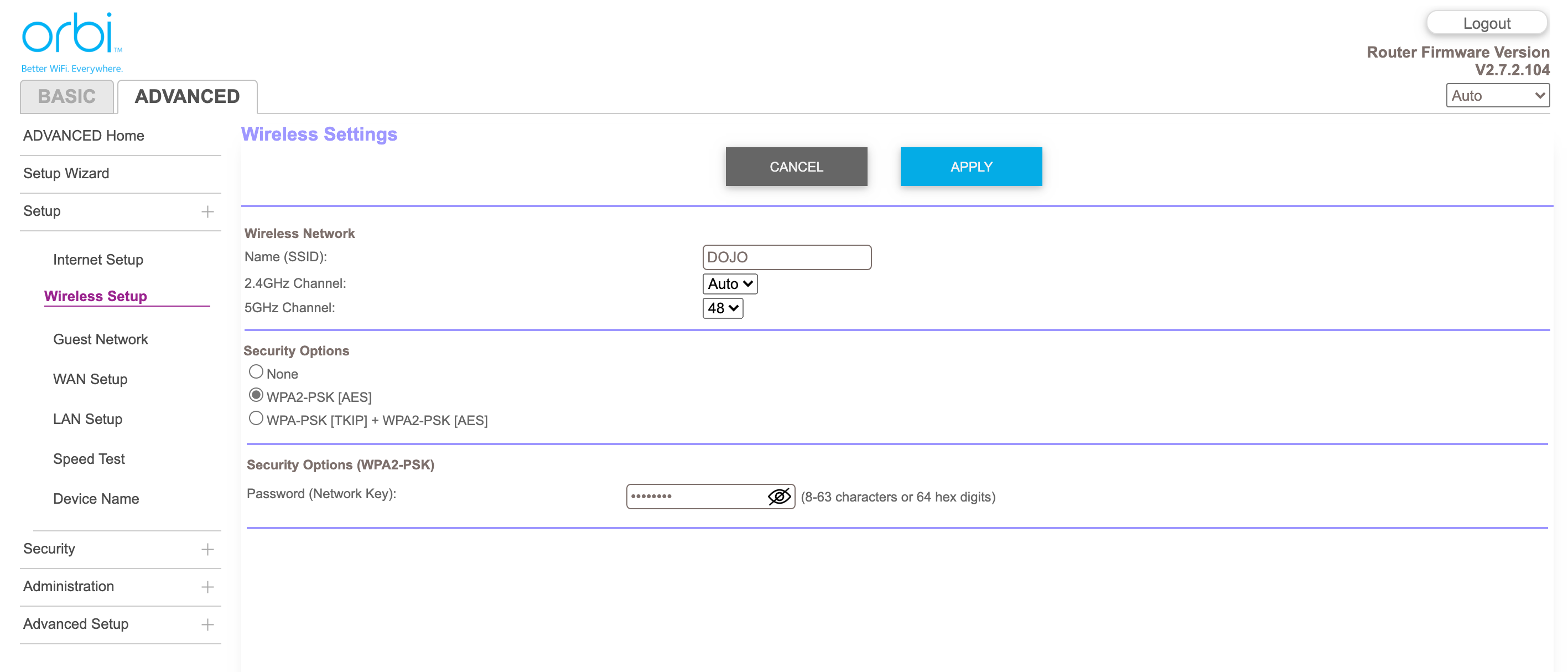 Hide SSID option removed from RBR50 firmware 2.7.2.104 | NETGEAR ...