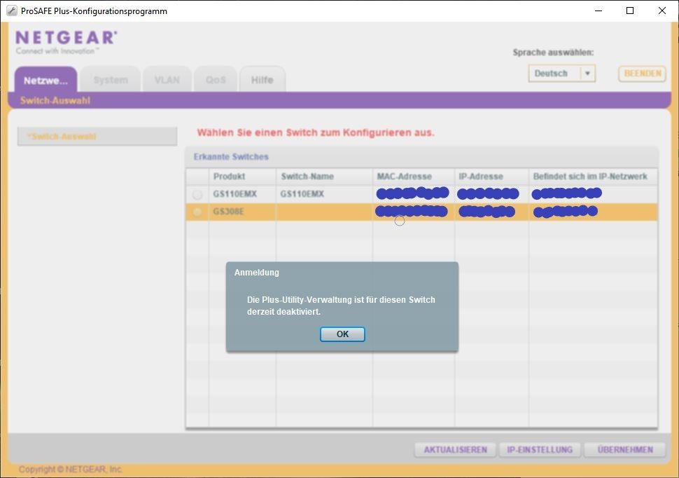 Switch GS308v3 Problem mit dem Menu | NETGEAR Communities
