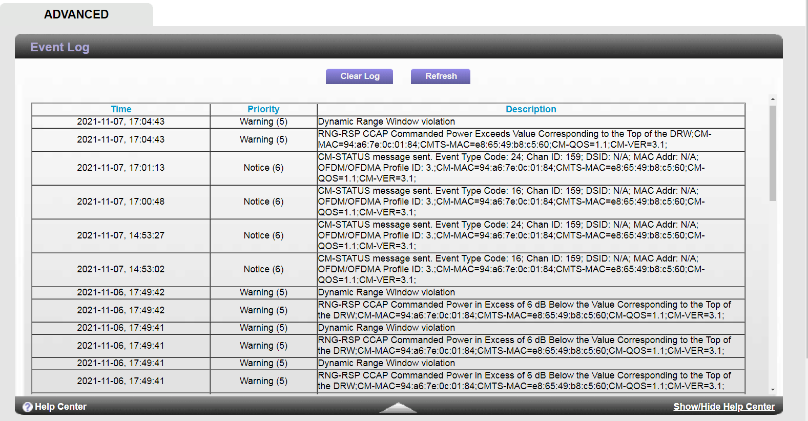 CM1000v2: Dynamic Range Window Violation, RNG-RSP CCAP & NO RANGING RESPONSE | NETGEAR Communities