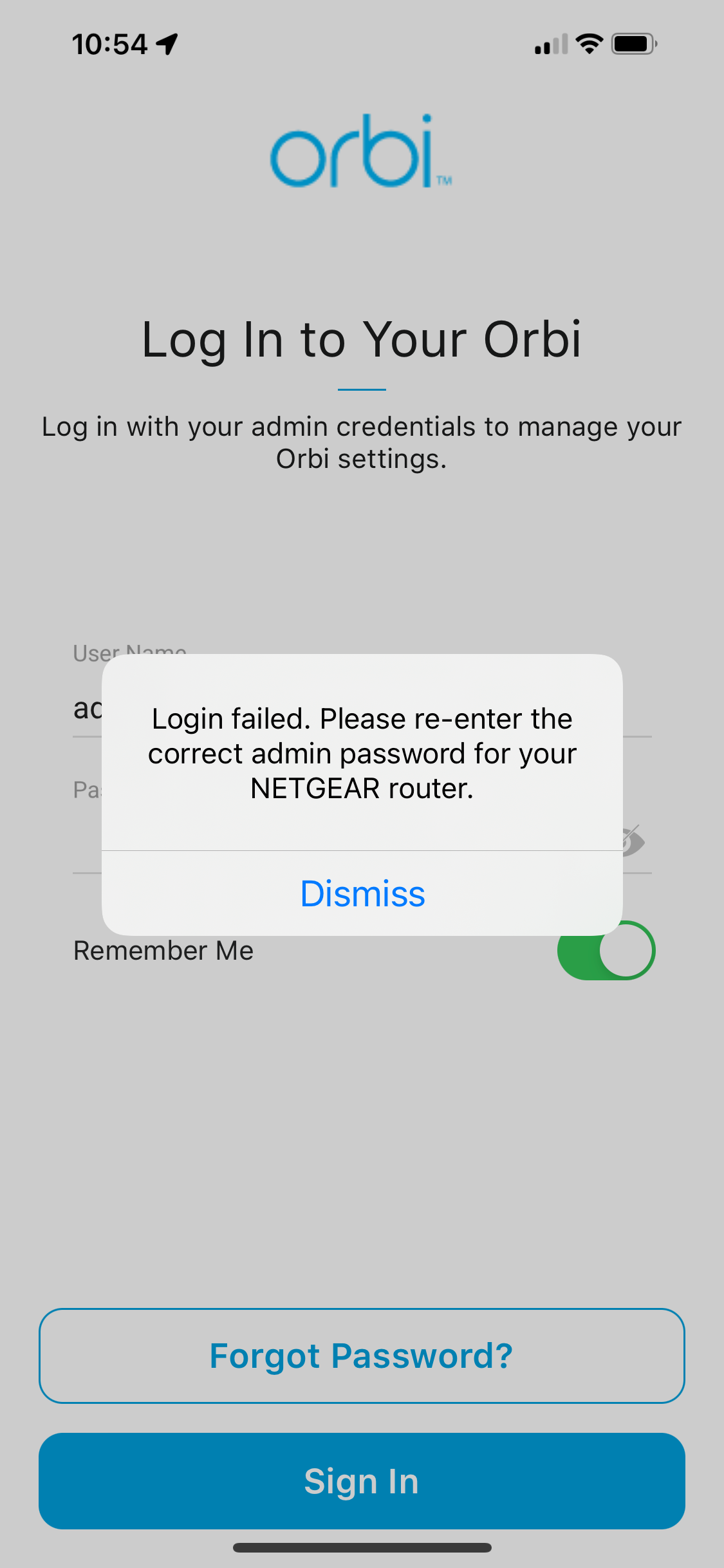 Stuck on Admin Login Screen on Orbi App | NETGEAR Communities