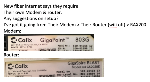 New Fiber, required to use THEIR Modem/Router | NETGEAR Communities