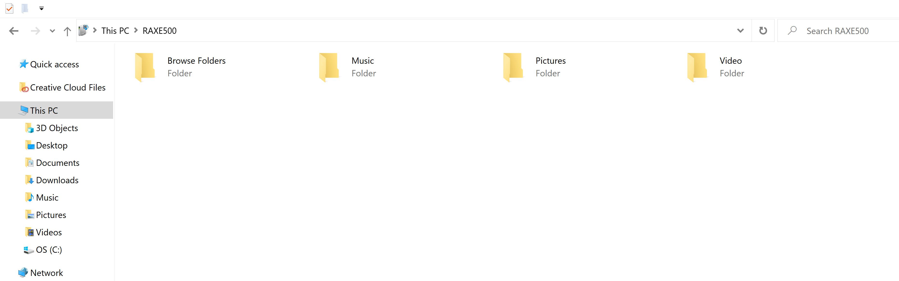 RAXE500 displays as a drive under Network Locations/Windows Explorer ...