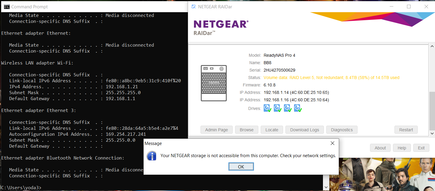 Unable to access admin page ReadyNAS Pro 4 | NETGEAR Communities
