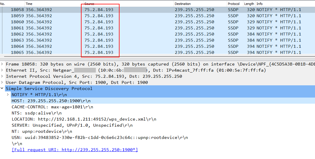Netgear router in AP mode sending out SSDP packets with a public IP ...
