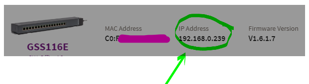 GSS116e switch - management console ip reverts to default after week ...
