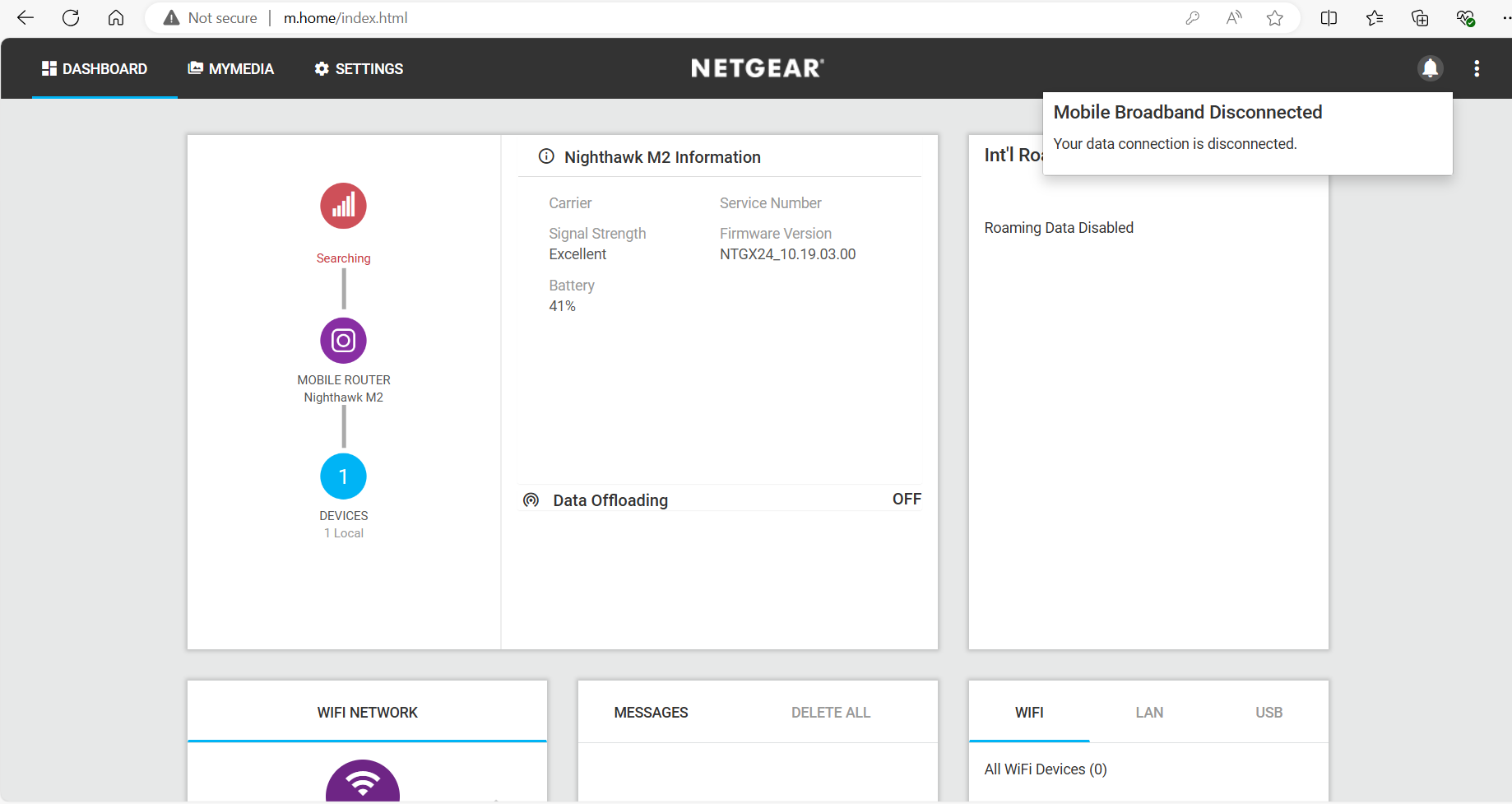 Nighthawk M2 (MR2100) still show Mobile Broadband Disconnected ...