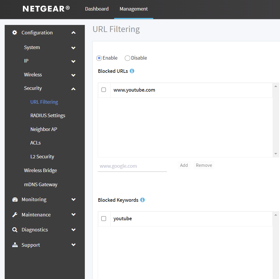 WAX610 URL Filtering Not Working | NETGEAR Communities