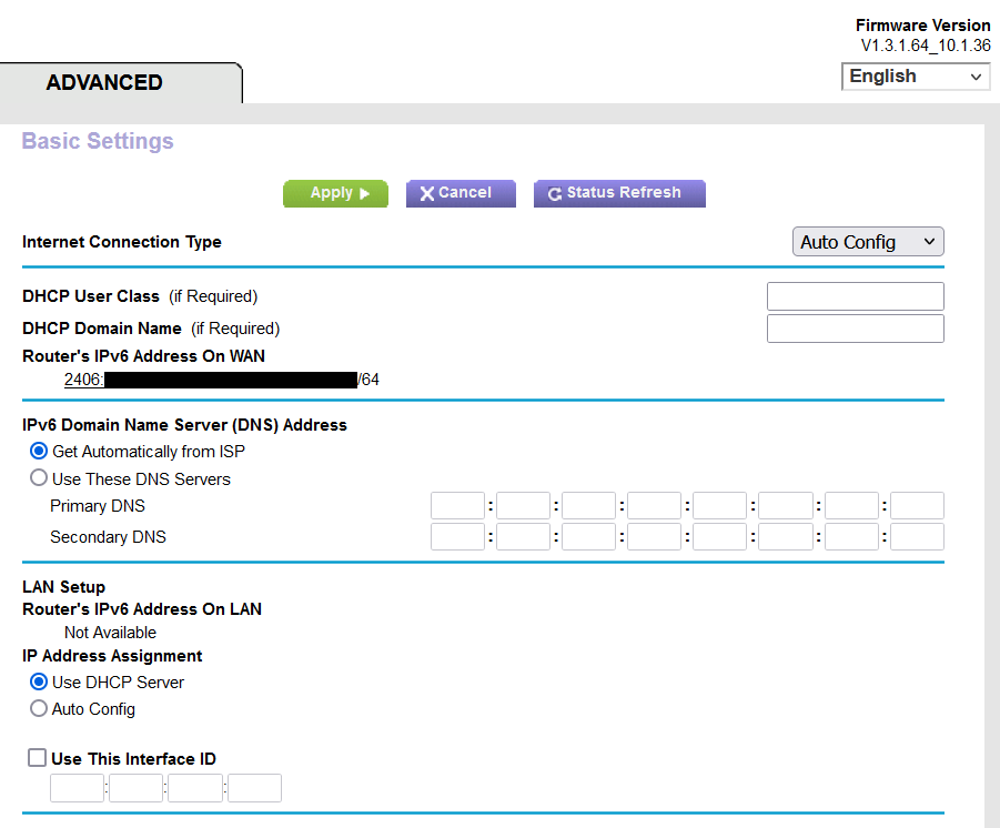 R7000p router has wan IPv6 but no lan IPv6 | NETGEAR Communities