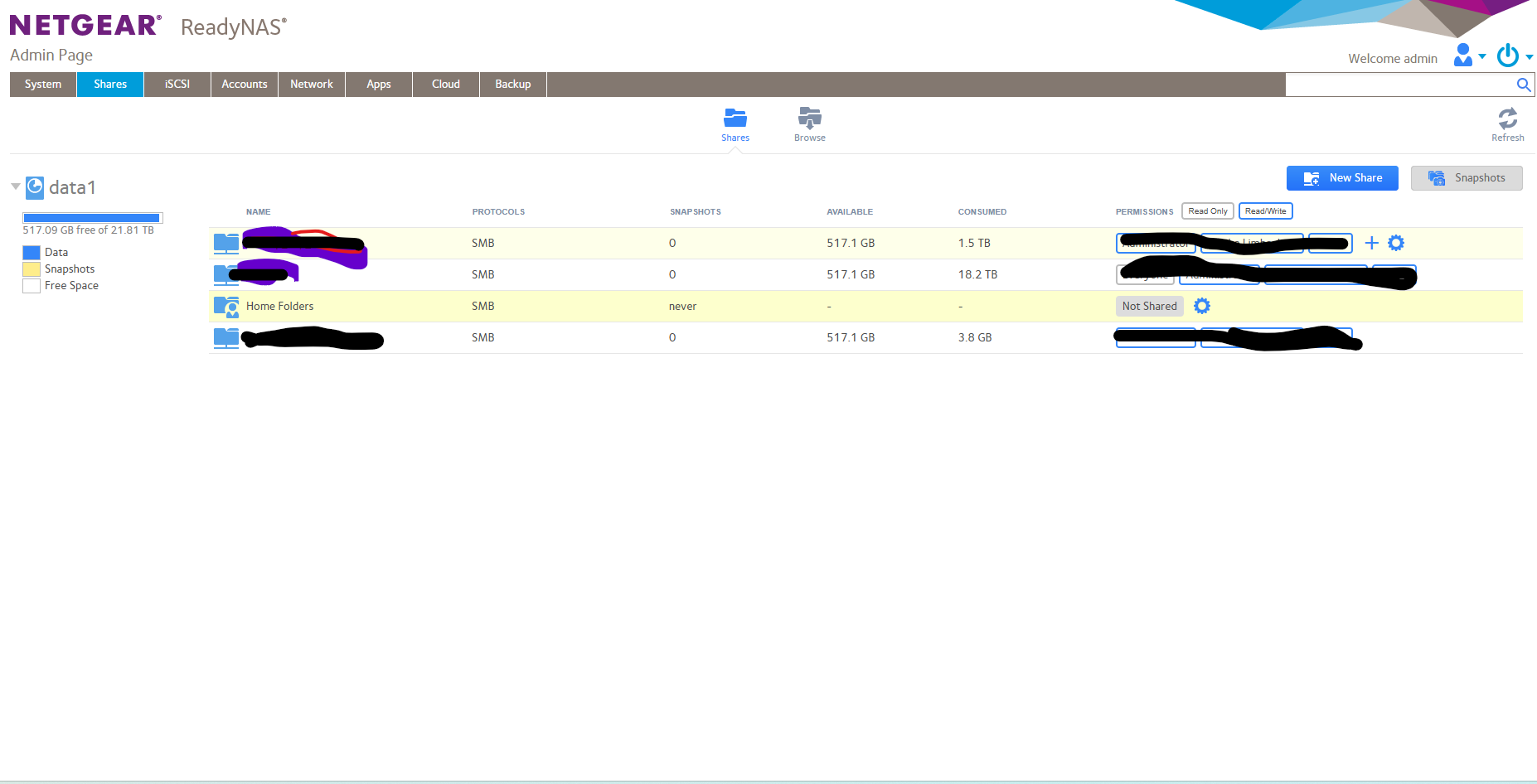 Default Home Folder settings not showing to share with anyone in NETgear Ready NAS 214 | NETGEAR ...